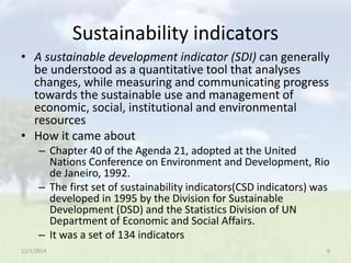 Sustainability indicators of sustainable develpment | PPTX