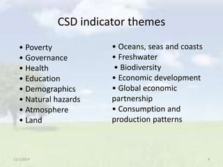 Sustainability indicators of sustainable develpment | PPTX
