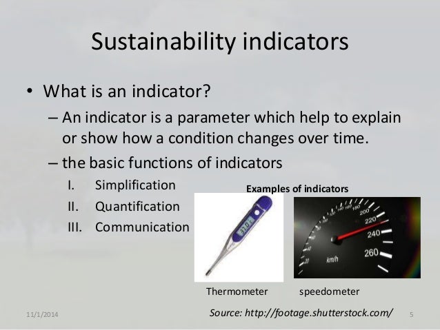 Sustainability indicators of sustainable develpment