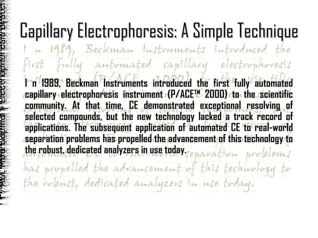 Capillary Electrophoresis Presentation | PPT | Chemistry | Science