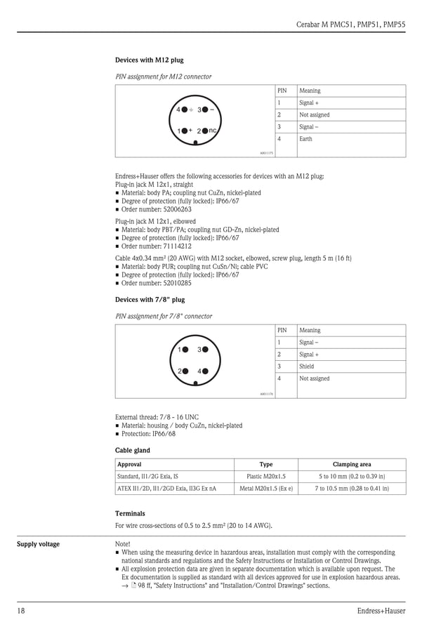 Cerabar m pmc51 pmp51 pmp55-endress+hauser datasheet-process pressure ...