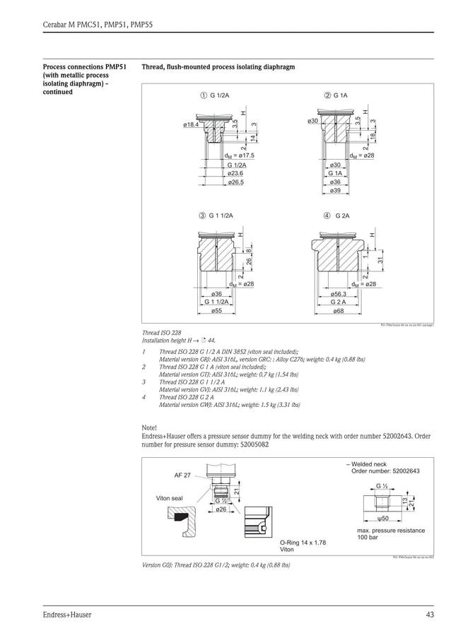 Cerabar m pmc51 pmp51 pmp55-endress+hauser datasheet-process pressure ...