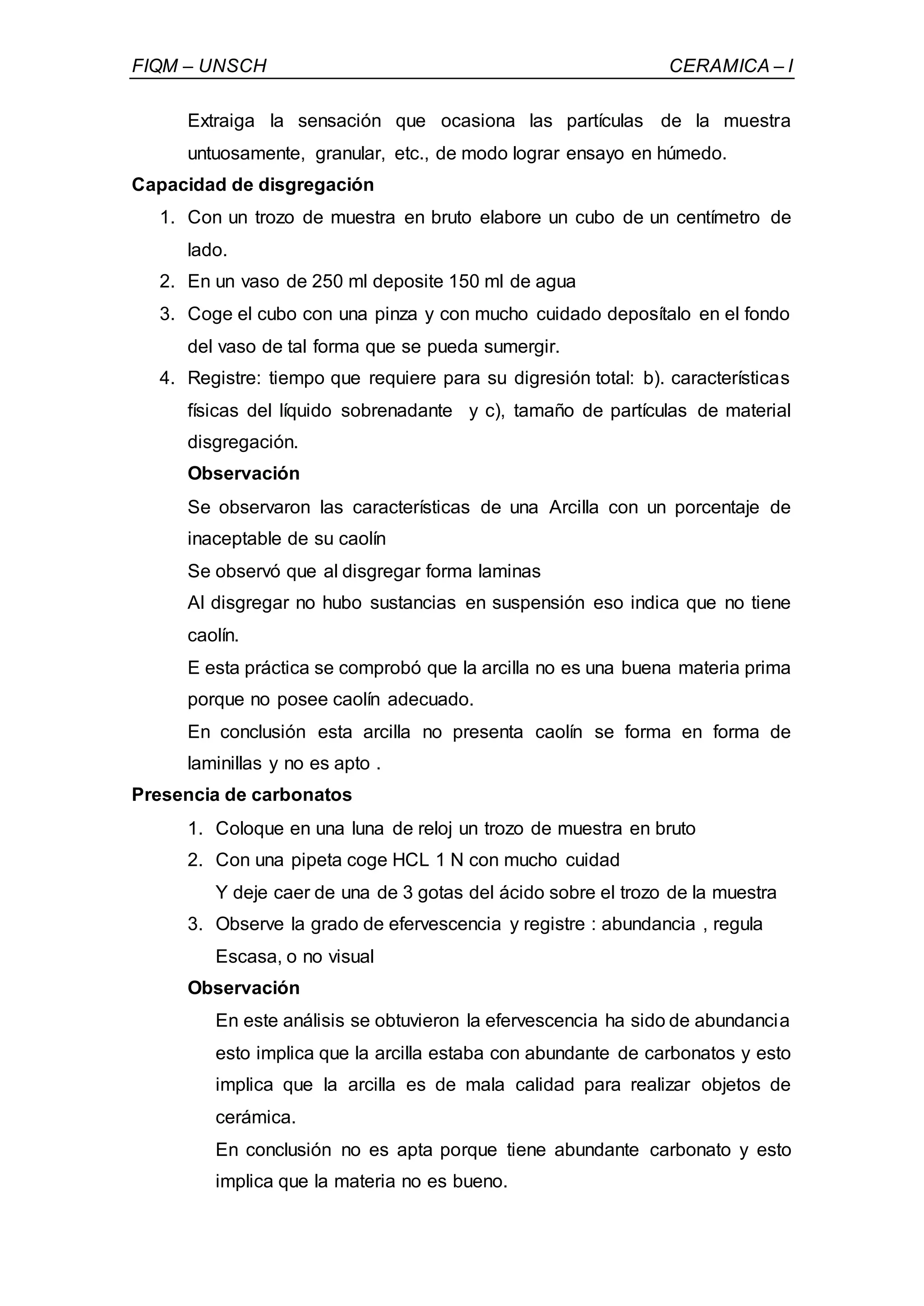 Ceramica 1 practica 2 | DOCX | Geology | Science