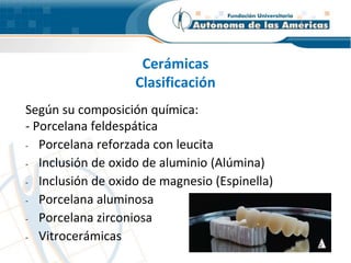 Ceramicas dentales biomateriales | PPTX