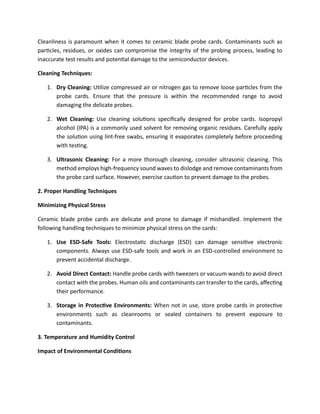 Ceramic Blade Probe Cards Maintenance Information - Semi-Probes, Inc | PDF