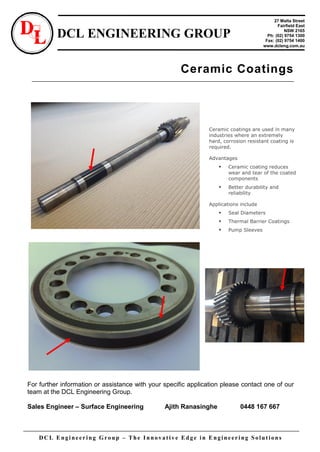 Ceramic coatings DCL Surface Engineering | PDF