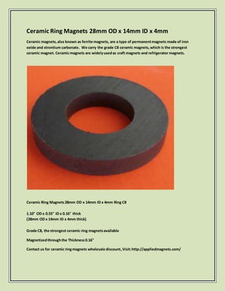Ceramic ring magnets 28mm od x 14mm id x 4mm | DOCX