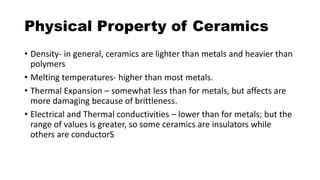 Ceramics, Types of ceramics, characteristics.pptx | Chemistry | Science