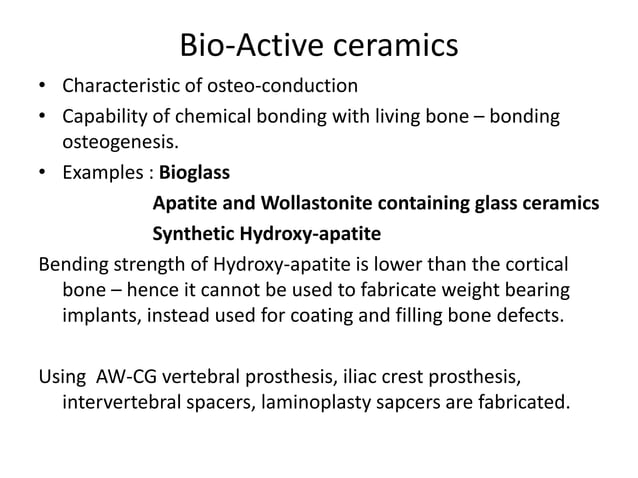Ceramics in orthopaedics | PPTX | Bone and Joint Conditions | Diseases ...