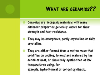 Important Ceramics and their uses | PDF