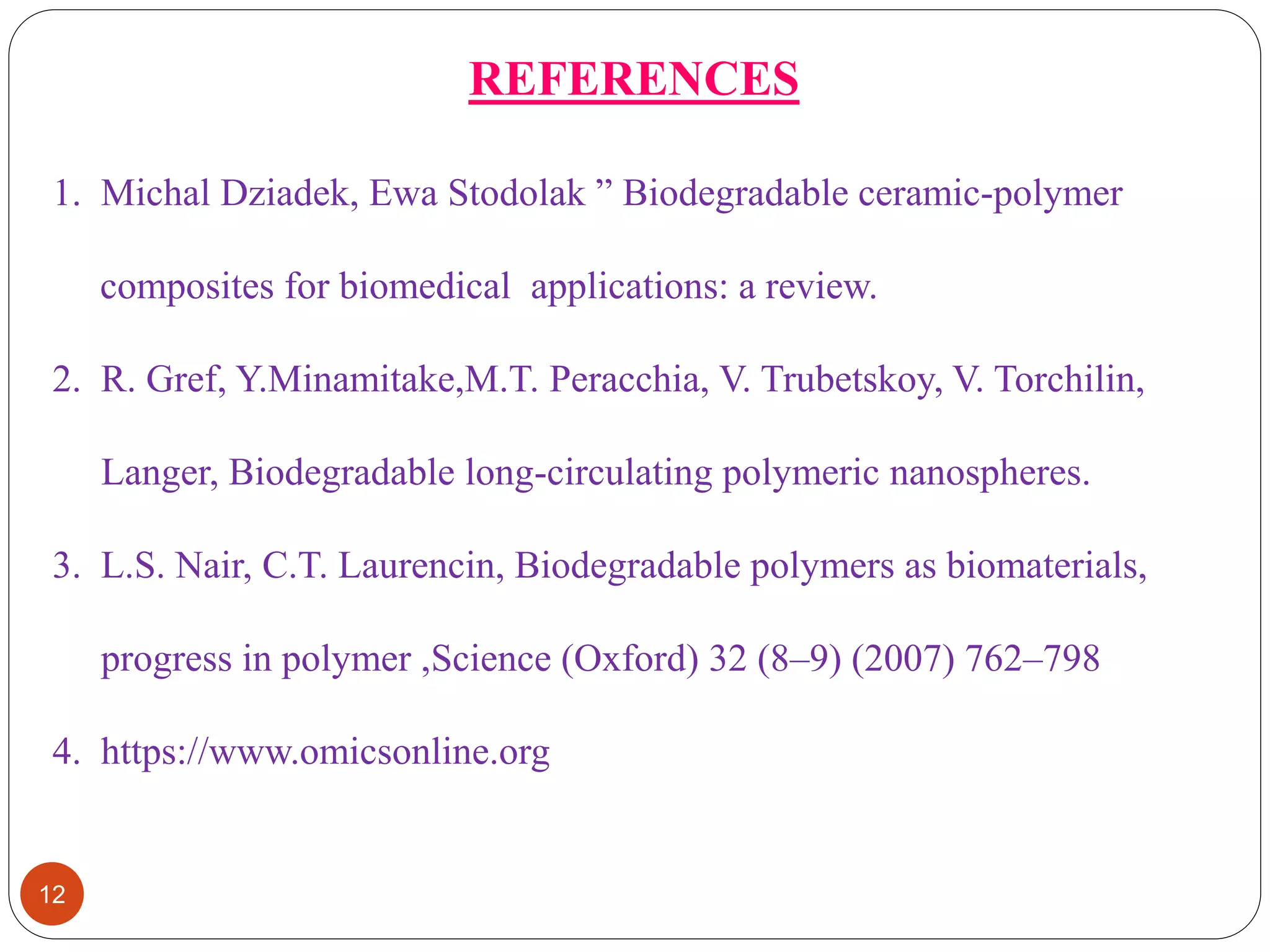 biodegradable ceramics polymer matrix composite for bio medical ...