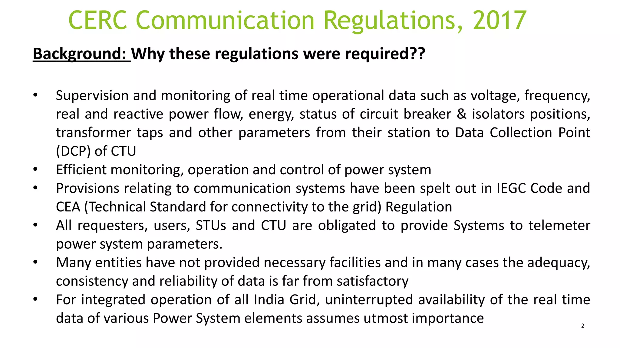 Cerc communication regulations, 2017 ppt | PDF