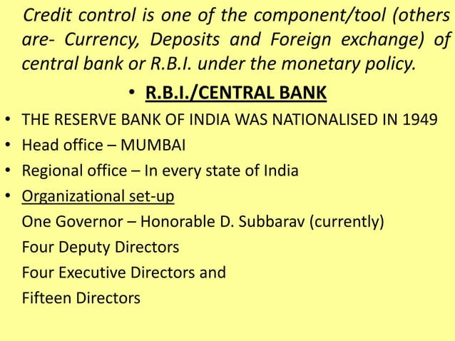 Cerdit cotrol ppt | PPT