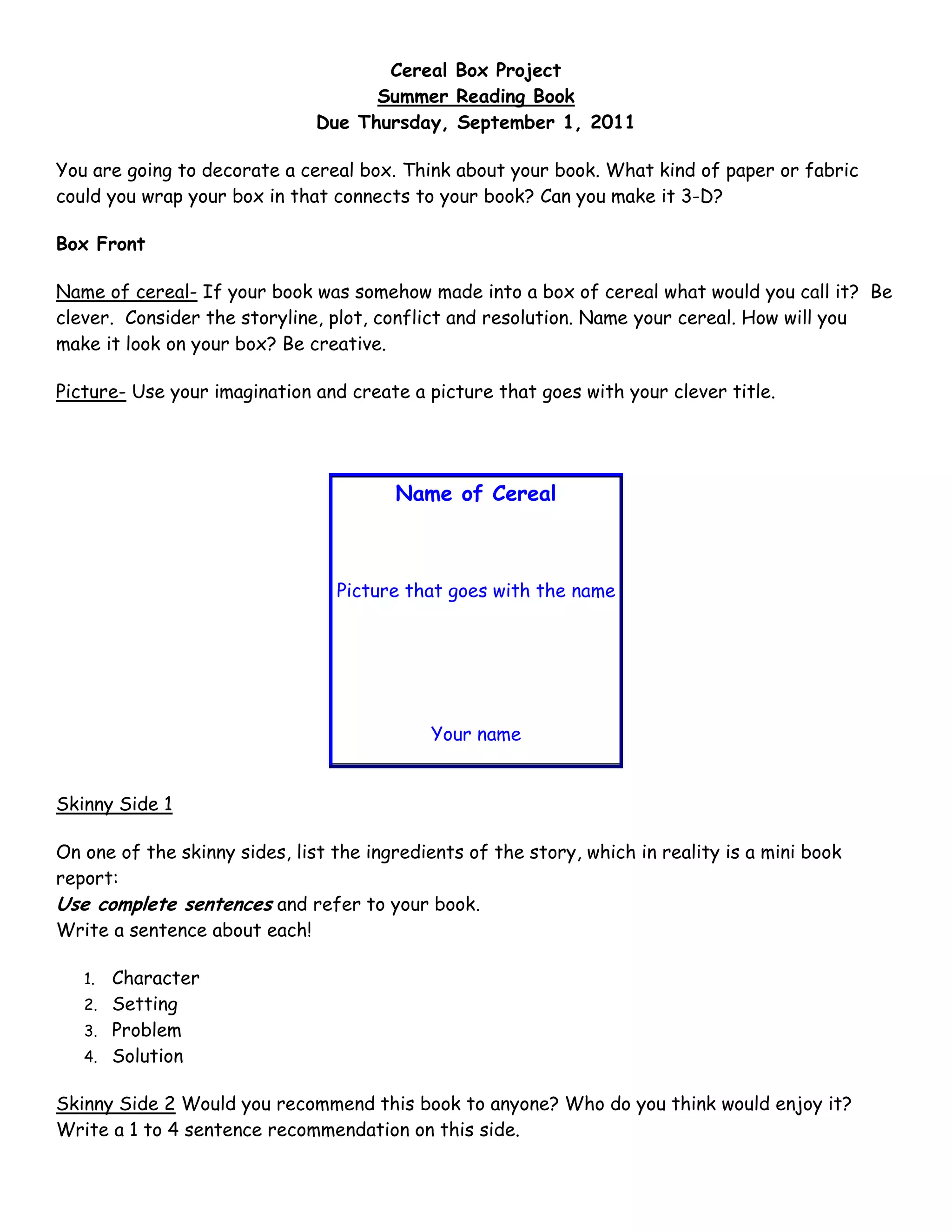 Cereal box project | PDF