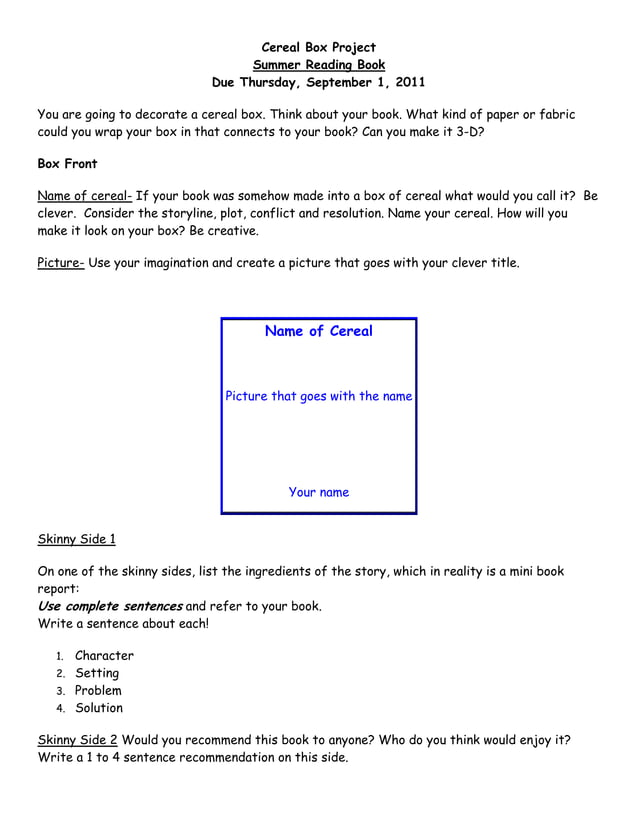 Cereal box project | PDF