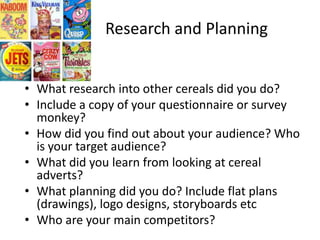Cereal design and advert evaluation | PPT