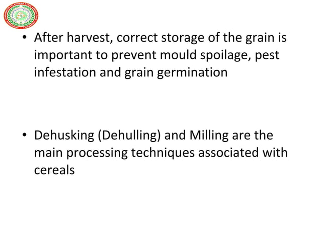 Cereals & Millet Processing | PPT