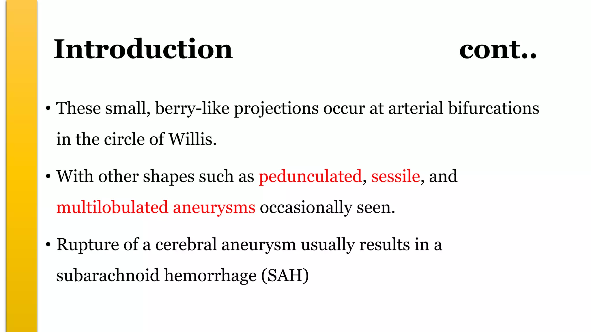 Cerebral aneurysm | PPTX