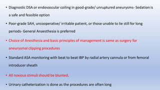 cerebral aneurysm.. neurosurgery , anaesthesia | PDF