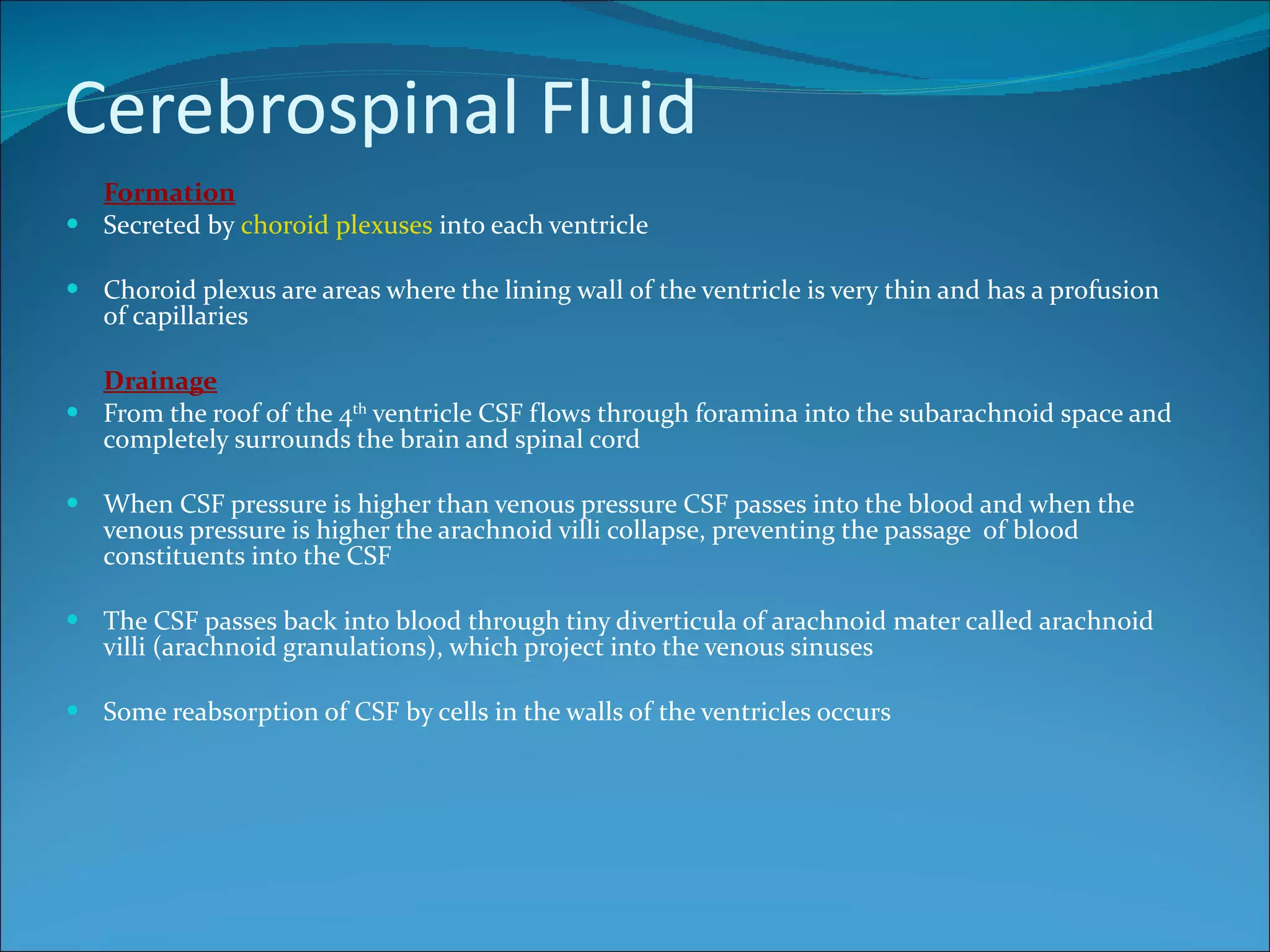 Cerebral circulation & csf formation | PPT