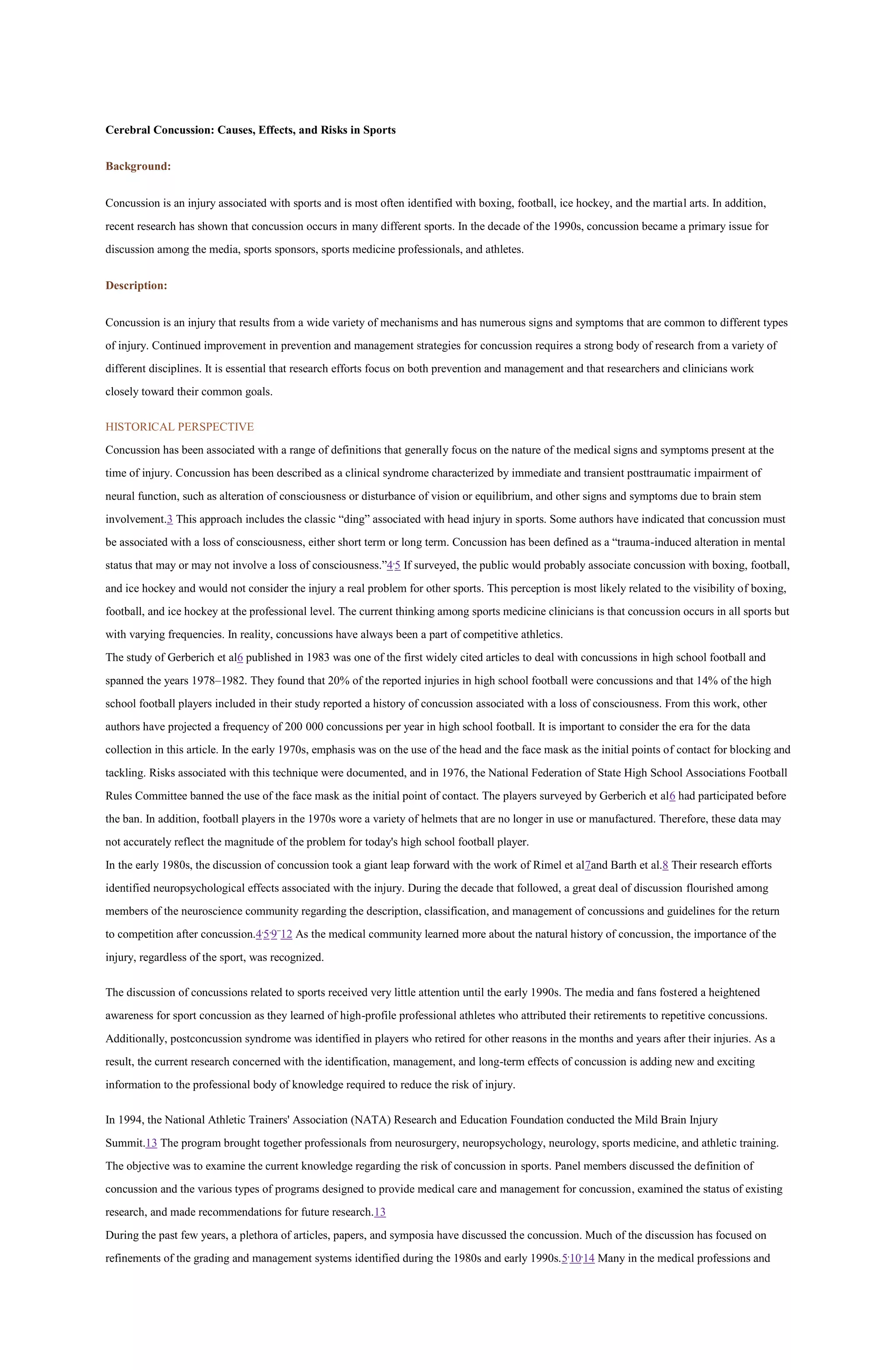 Cerebral concussion | DOCX