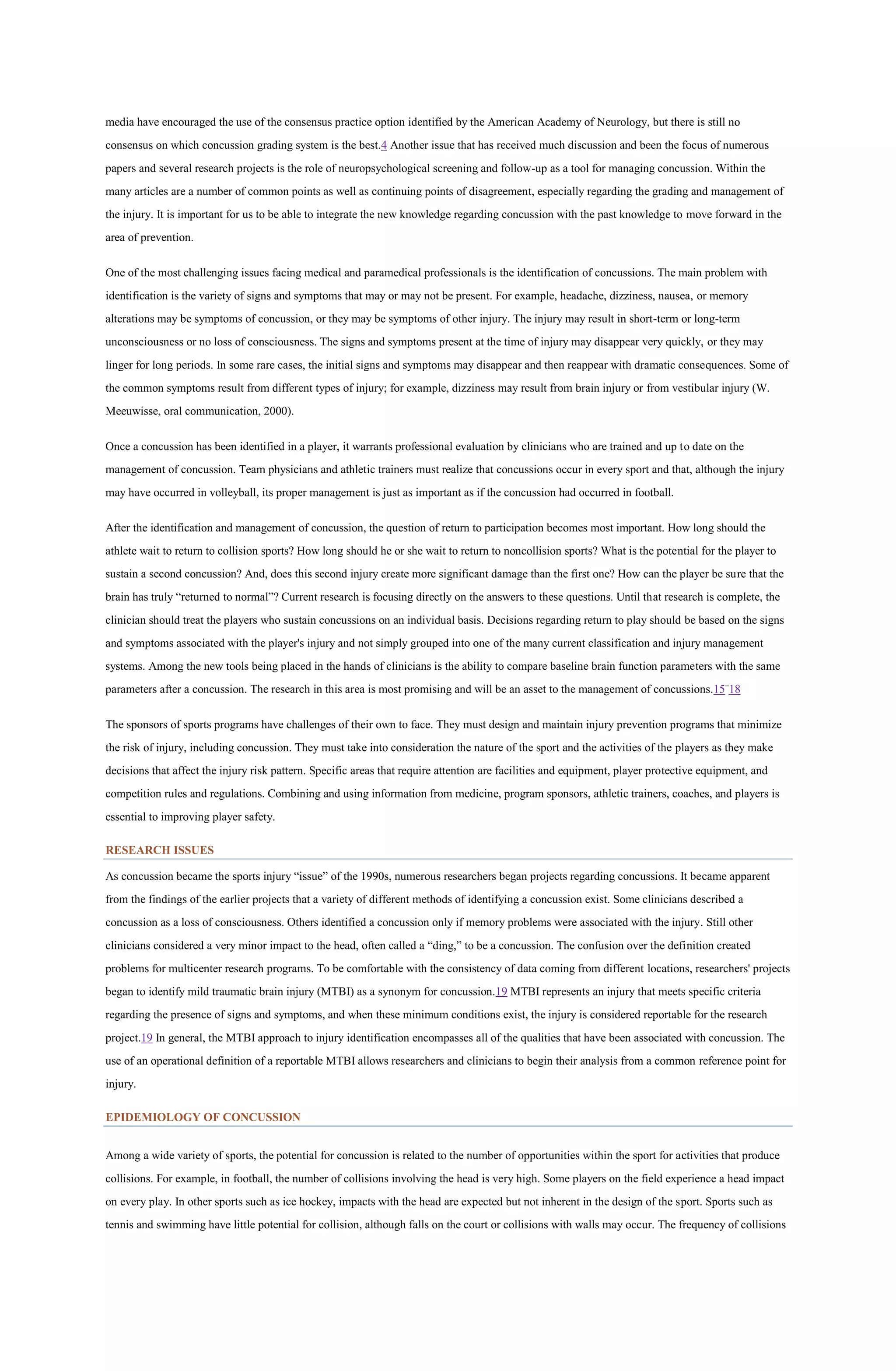 Cerebral concussion | DOCX