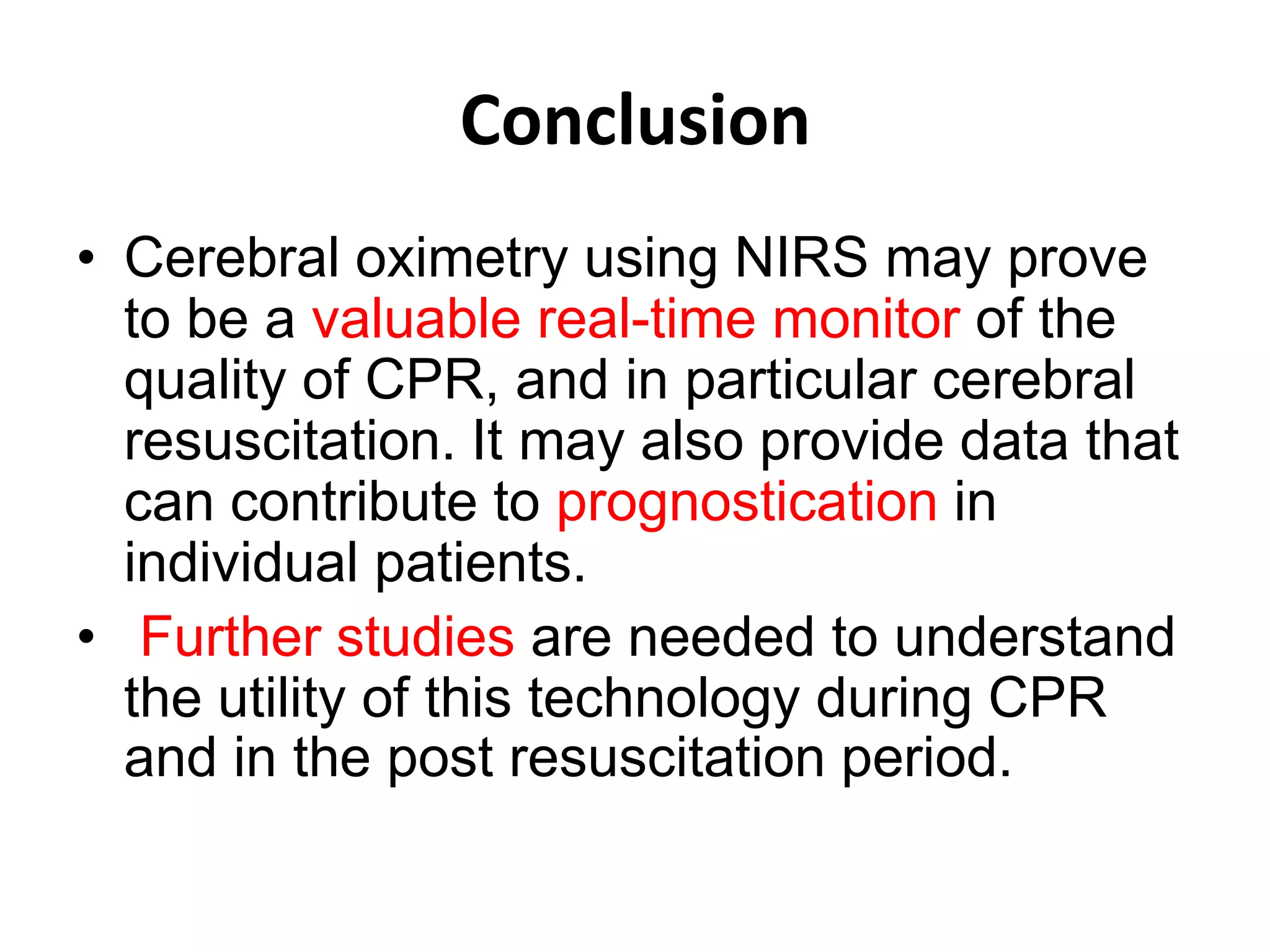 Cerebral oximetry in cerebral resuscitation | PPTX