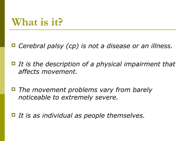 Cerebral palsy | PPT | Brain and Nervous System Disorders | Diseases ...