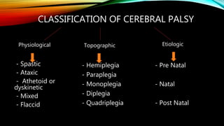 Cerebral palsy and its types | PPTX