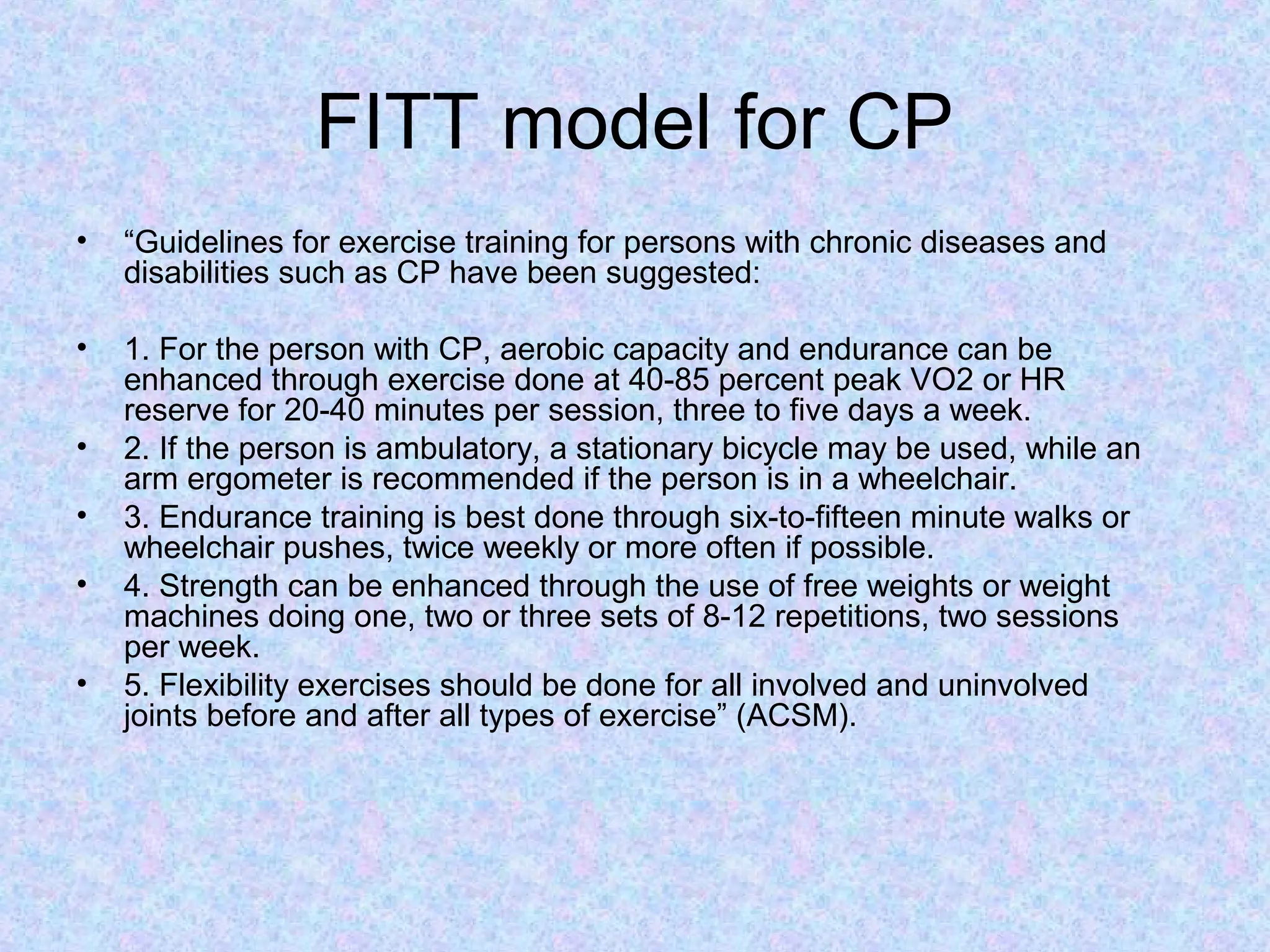 Cerebral palsy pp exercise prescription | PPT