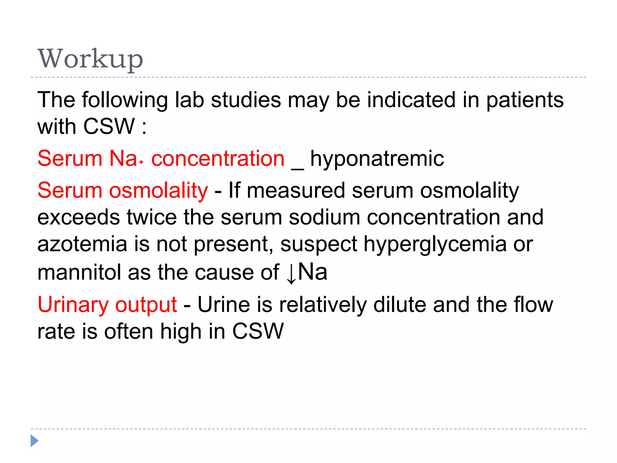 Cerebral salt wasting syndrome | PPTX