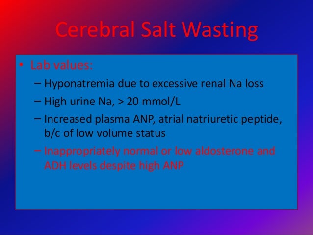 Cerebral salt wasting and siadh