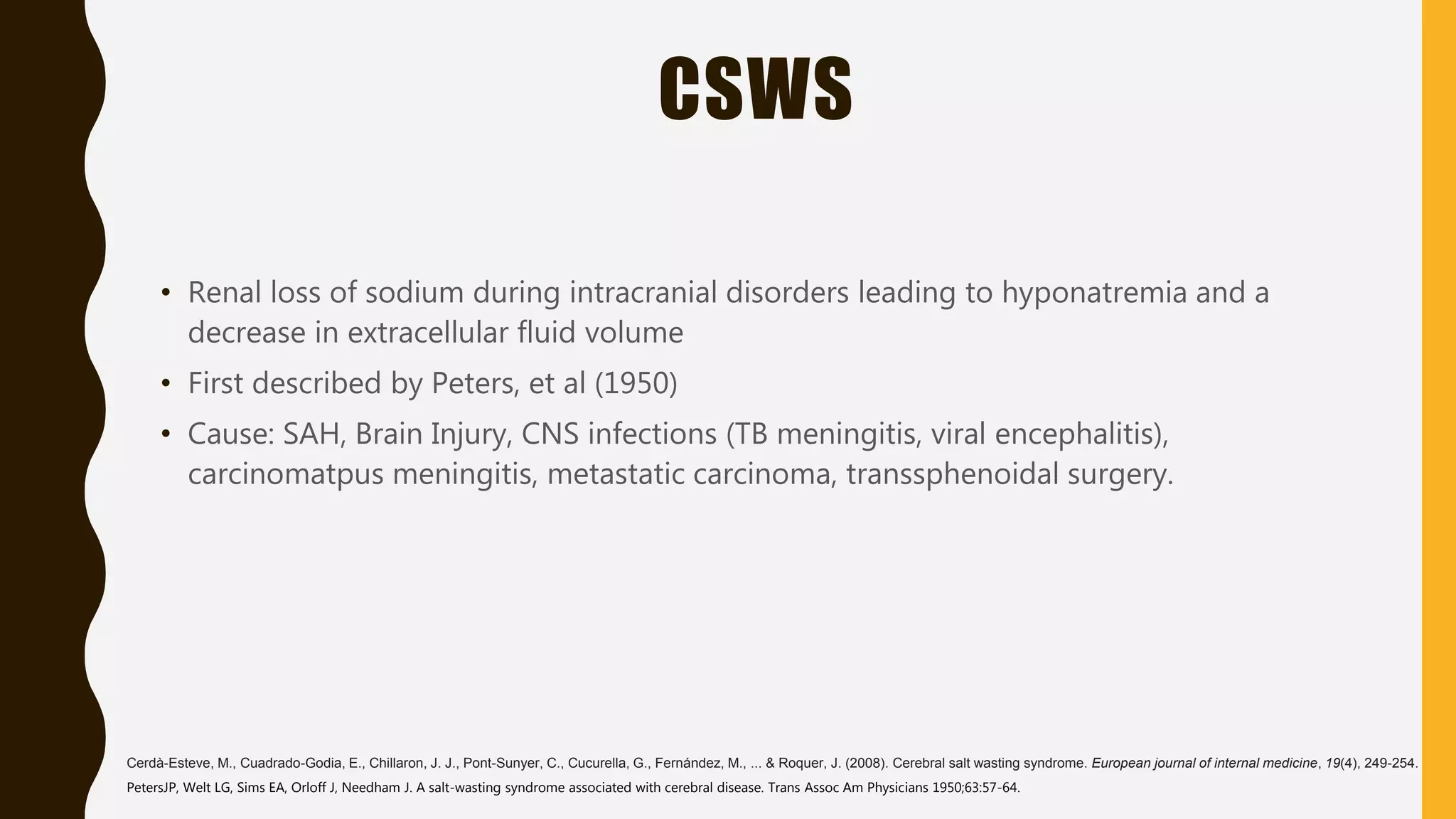 Cerebral Salt Wasting Syndrome | PPTX