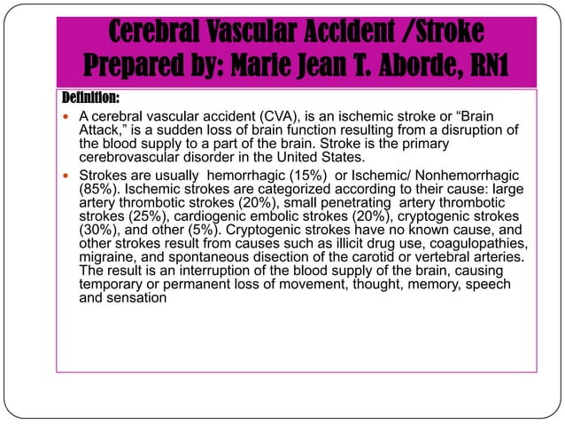 Cerebral vascular accident | PPT