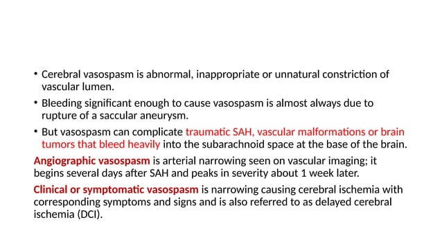 CEREBRAL VASOSPASM in neurosurgery for residents | PPT