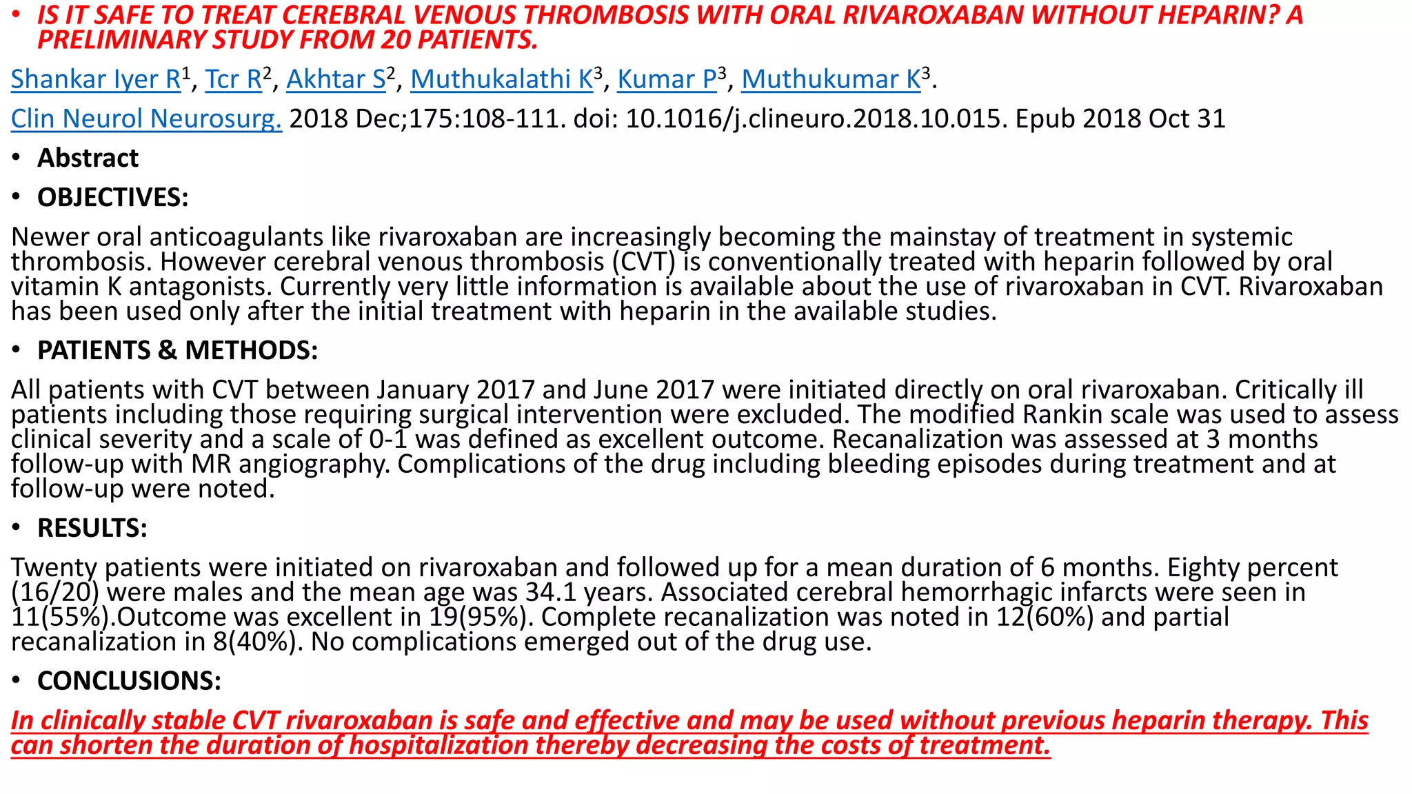 Cerebral vein thrombosis | PPT