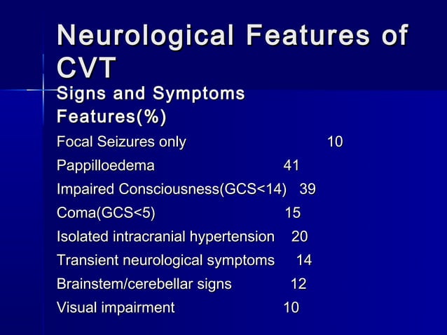 Cerebral venous thrombosis | PPT | Blood Disorders | Diseases and ...