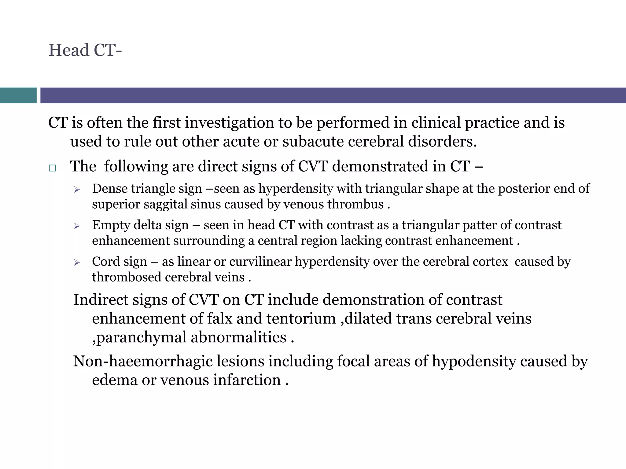 Cerebral venous thrombosis | PPTX