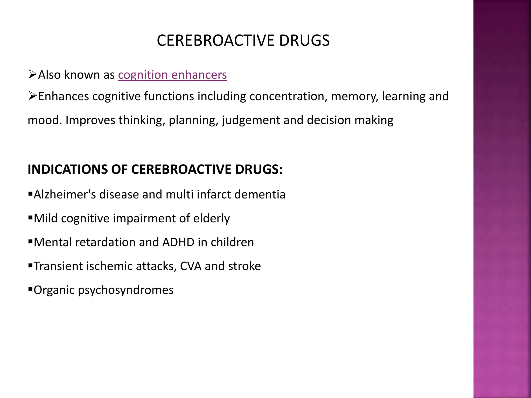 CEREBROACTIVE DRUGS.pptx. Cns pharmacology | PPT