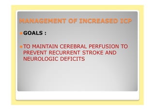Cerebrolspinal fluid (csf) and management of increased intracranial ...