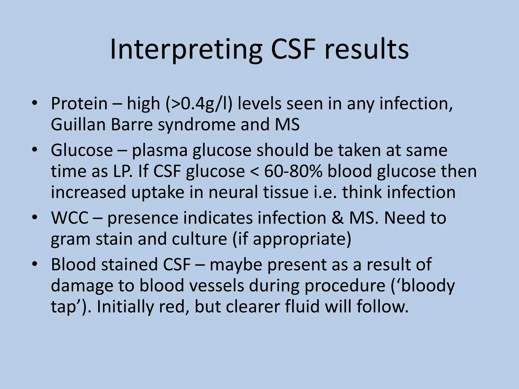 Cerebrospinal fluid (CSF) and interpreting lumbar puncture | PPTX
