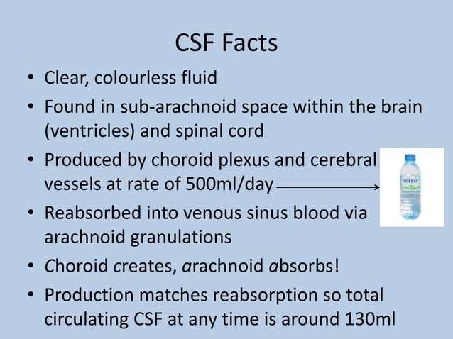 Cerebrospinal fluid (CSF) and interpreting lumbar puncture | PPT