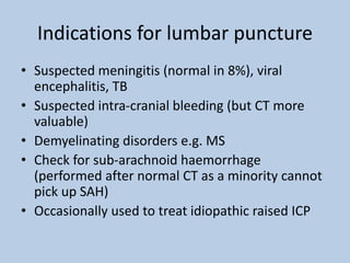 Cerebrospinal fluid (CSF) and interpreting lumbar puncture | PPTX