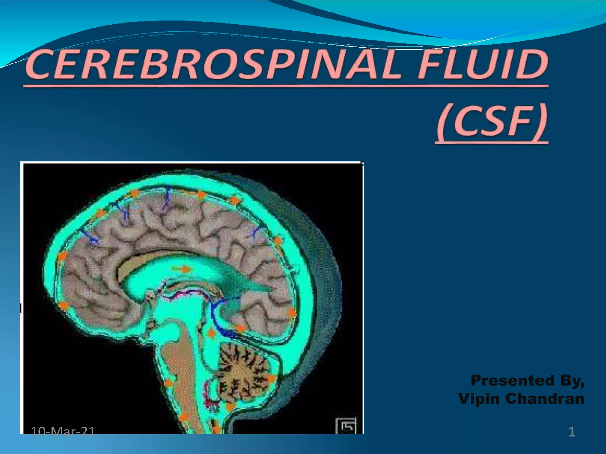 Cerebrospinal fluid, Anatomy and Physiology, Nervous system | PPTX