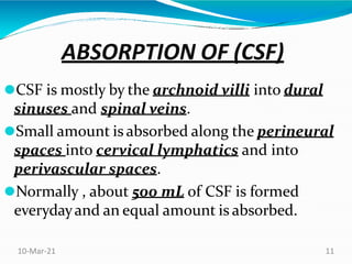 Cerebrospinal fluid, Anatomy and Physiology, Nervous system | PPTX