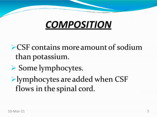 Cerebrospinal fluid, Anatomy and Physiology, Nervous system | PPTX