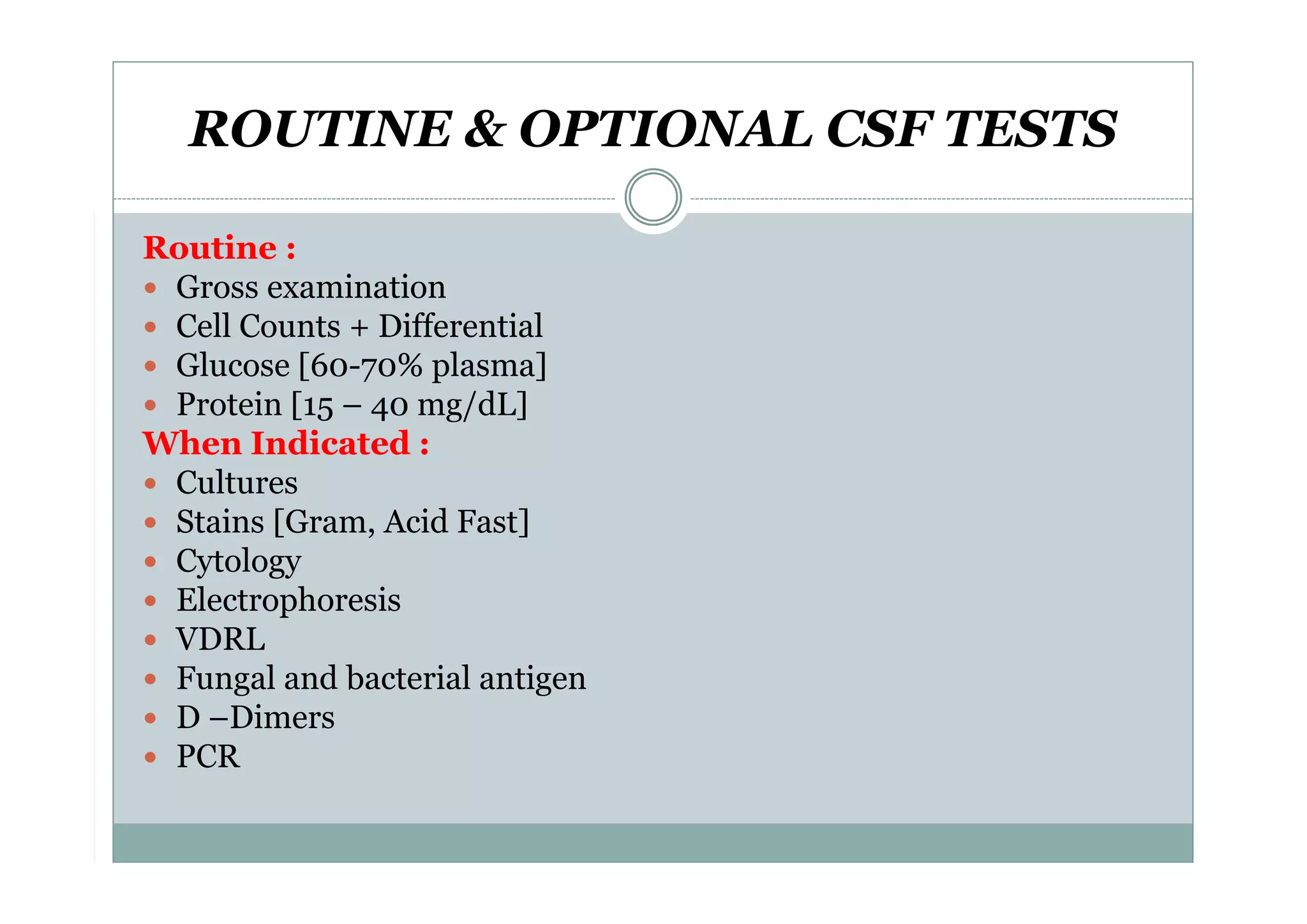 Cerebrospinal fluid sample collection | PDF