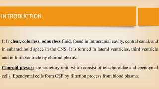 CEREBROSPINAL FLUID PHYSIOLOGY AND PATHOLOGY | PPTX