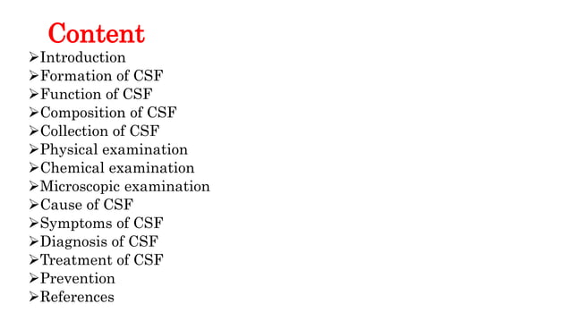 Cerebrospinal fluid (CSF).pptx | Blood Disorders | Diseases and Conditions