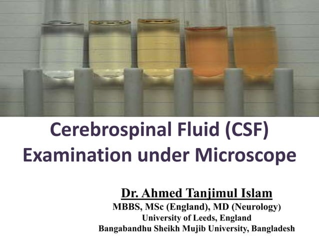 Cerebrospinal fluid (csf) examination under microscope | PPTX